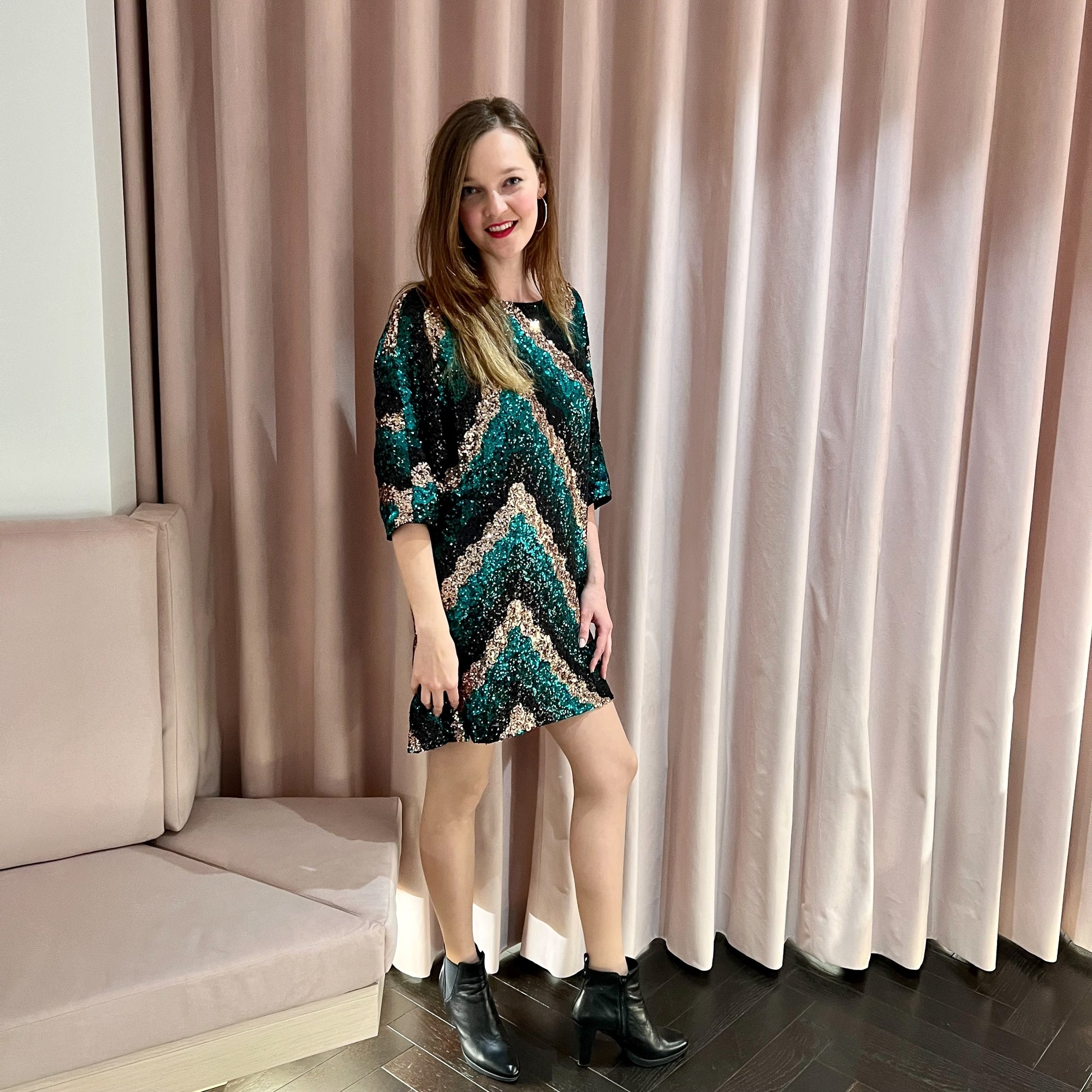 Riccard emerald multi tunic sequin dress